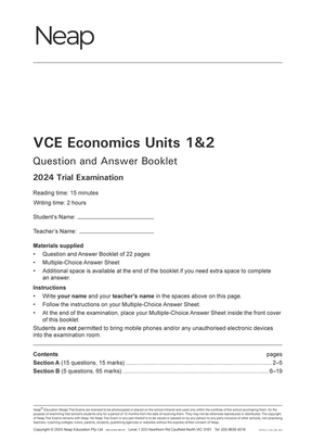 Neap Practice Exam Pack: VCE Economics Units 1&2 2026 Edition (2 Exams